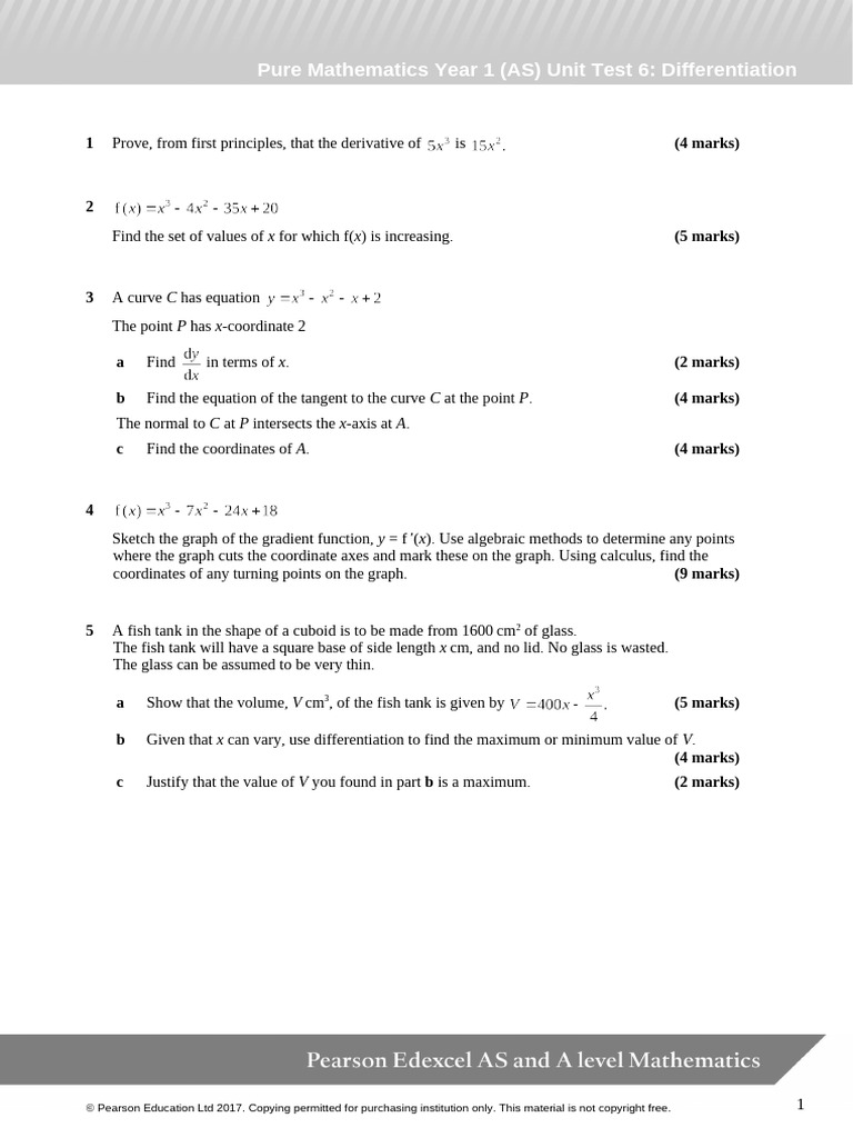 AS Maths Pure Unit 6 Test | PDF AS Maths Pure Unit 6 Test | PDF