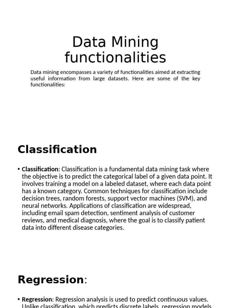 Data Mining Functionalities | PDF