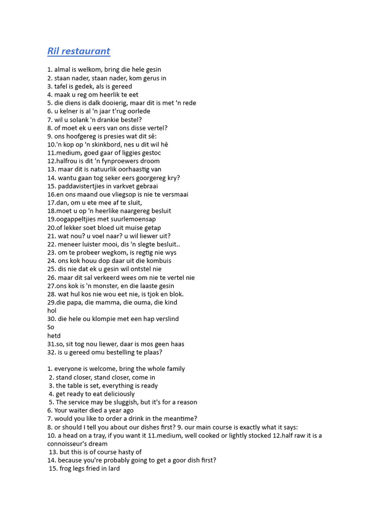 Ril Restaurant | PDF