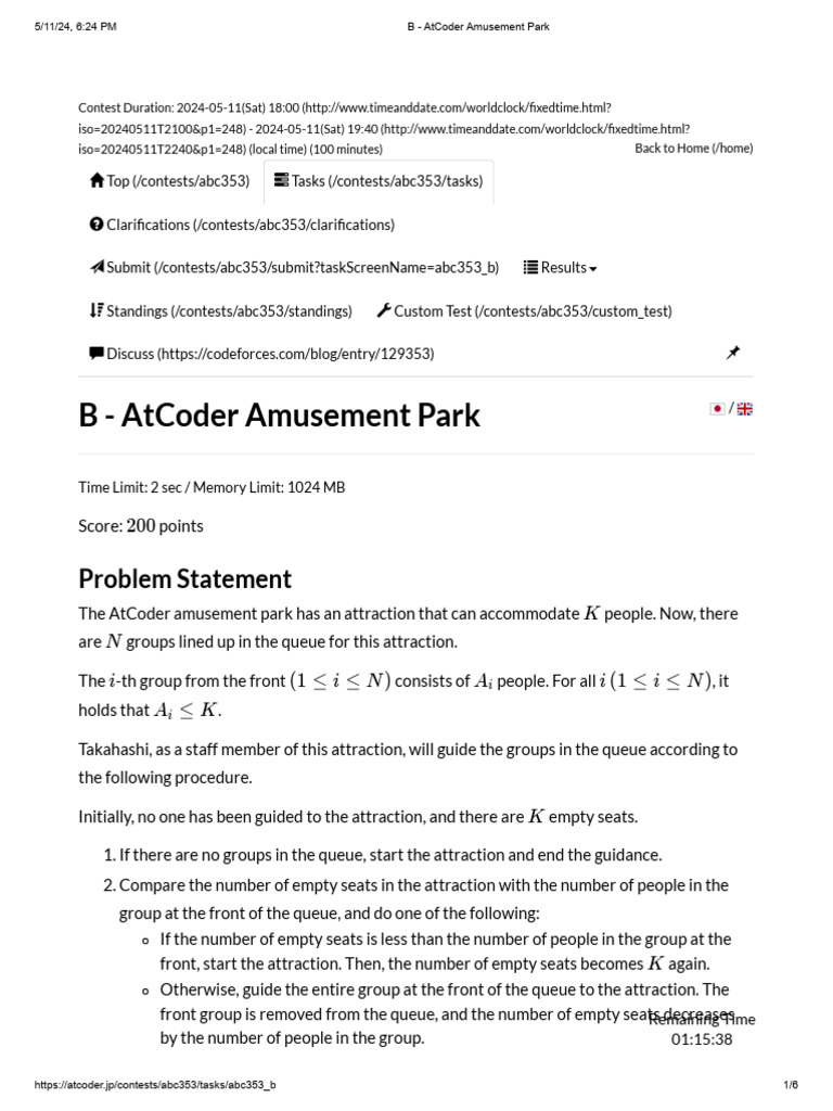 B - AtCoder Amusement Park | PDF