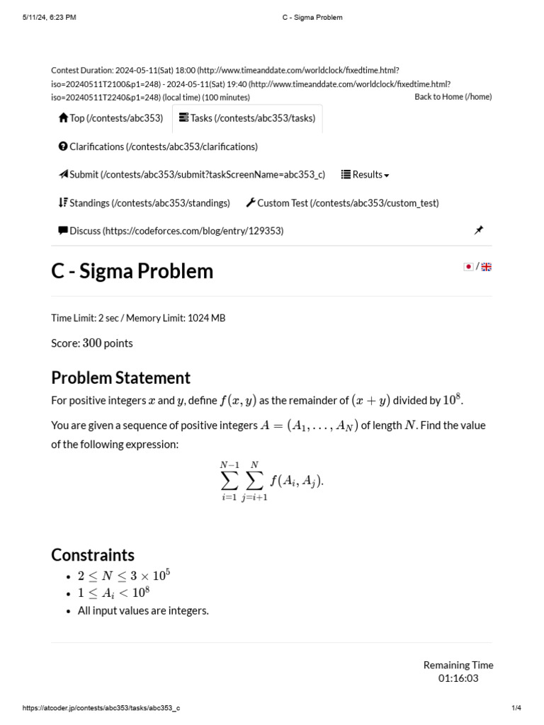 C - Sigma Problem | PDF
