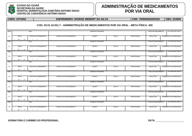 Enfo Diorge - Administração de Medicamentos - Individualizado | PDF
