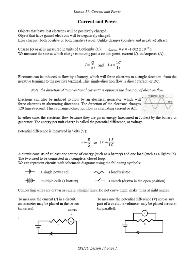 Lesson 17 Current and Power | PDF | Electric Current | Technology ...
