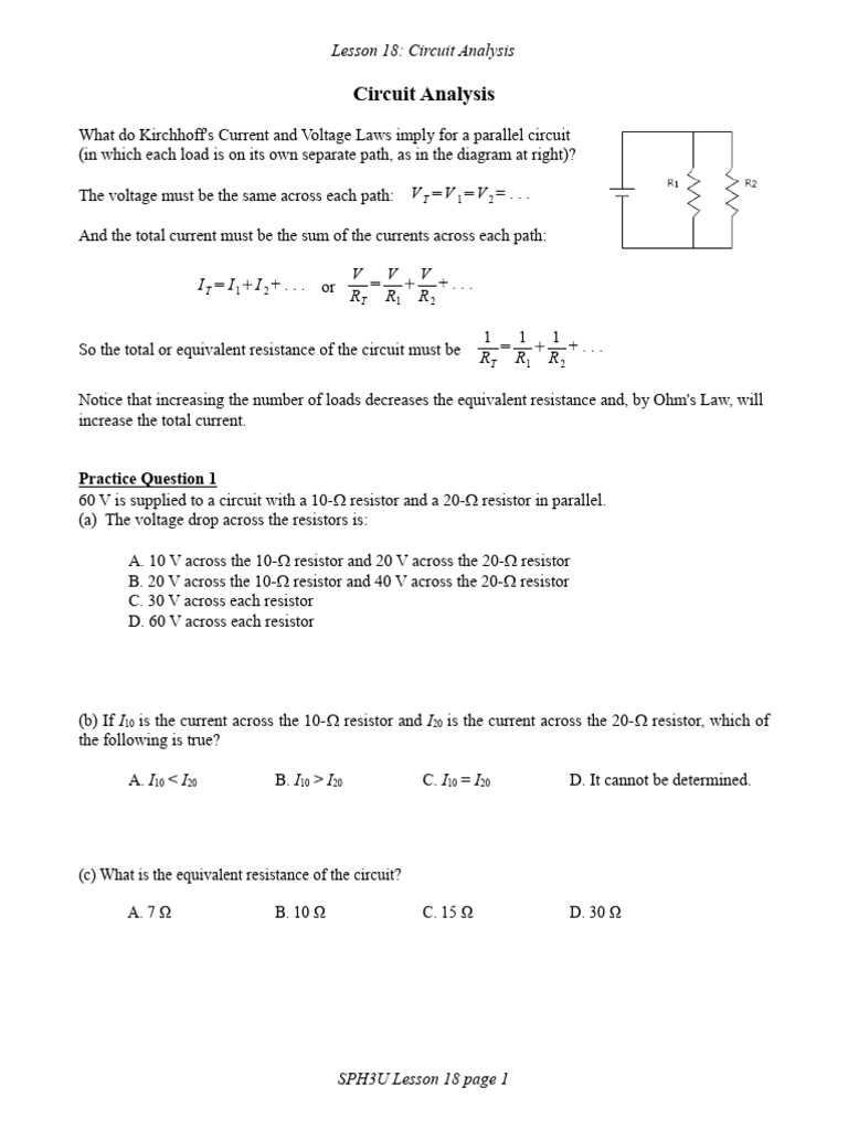 Circuit Analysis: Kirchhoff's Laws Explained | PDF | Resistor ...