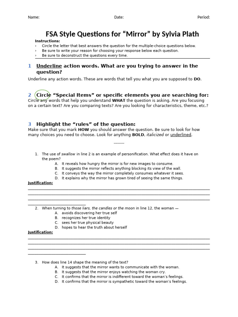 FSA Style Questions For Mirror | PDF