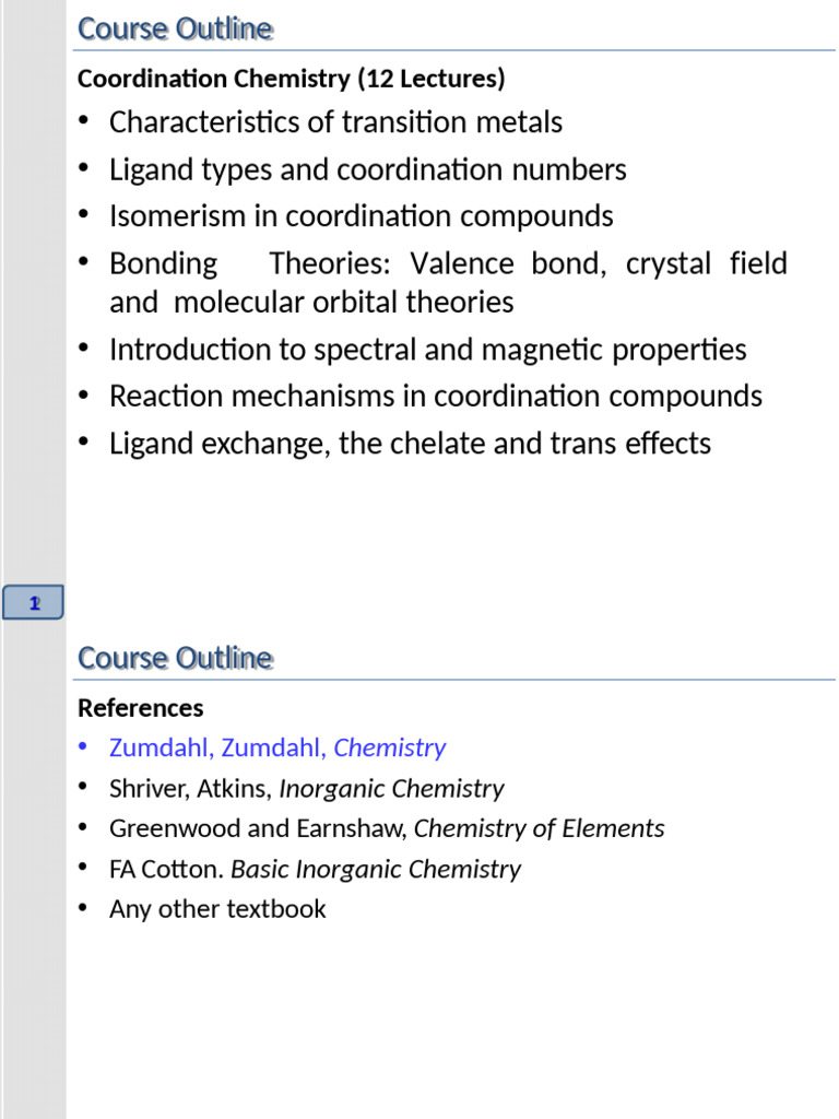 CHT 101 - Coordination Chem Part 1 | PDF