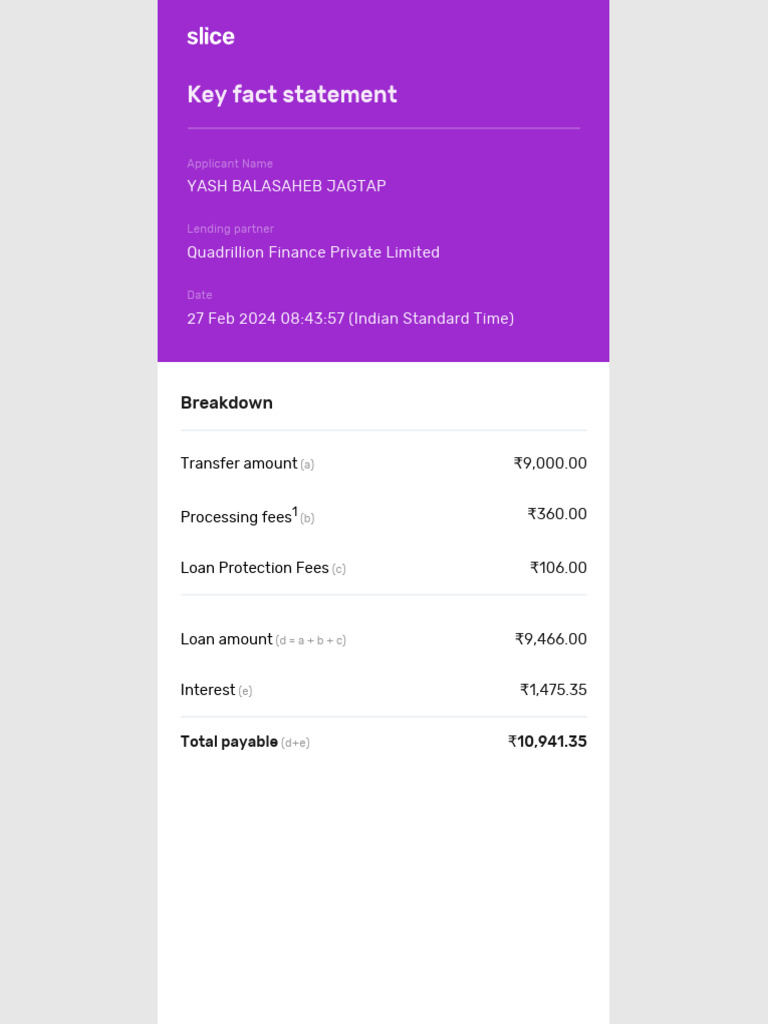 Key Fact Statement: Breakdown | PDF