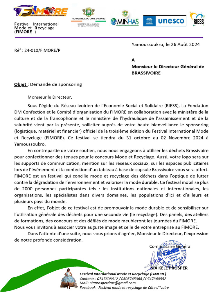 Demande de Sponsoring | PDF