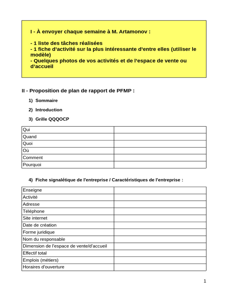 Trame PFMP 2 Rapport | PDF