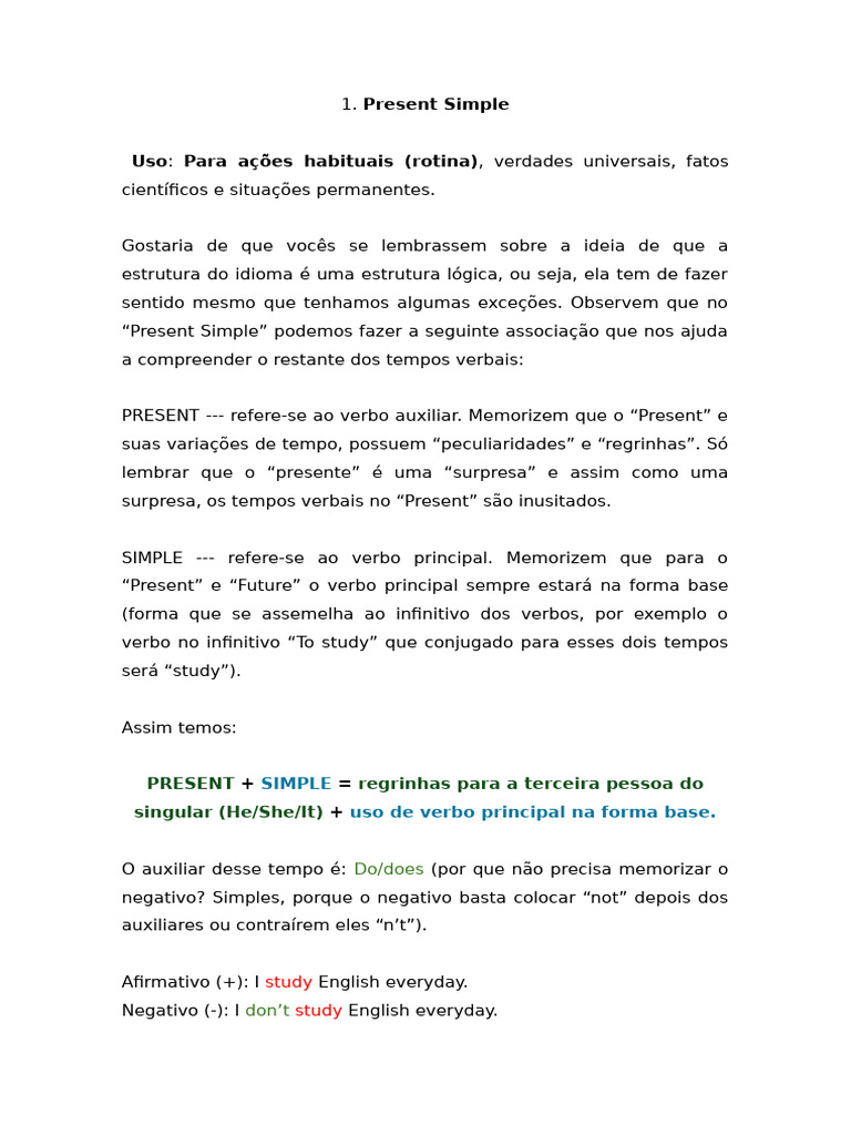 A007 - Present Simple - Completo | PDF