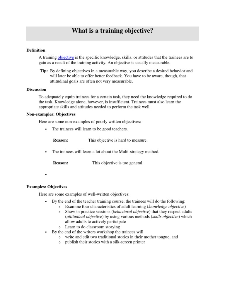 What Is A Training Objective | PDF | Career & Growth
