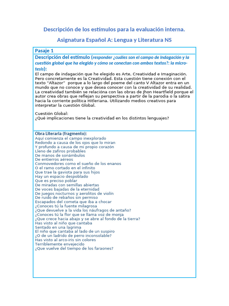 Ultimo Esquema Internal Lengua y Literatura | PDF