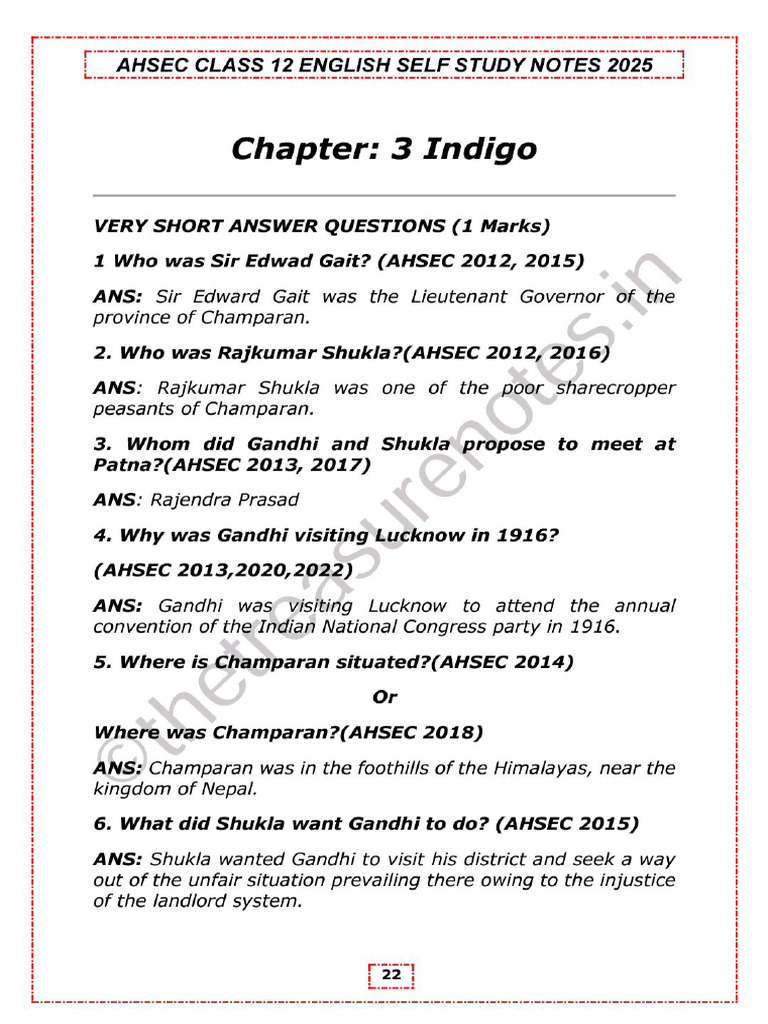 Indigo Chapter Notes | PDF