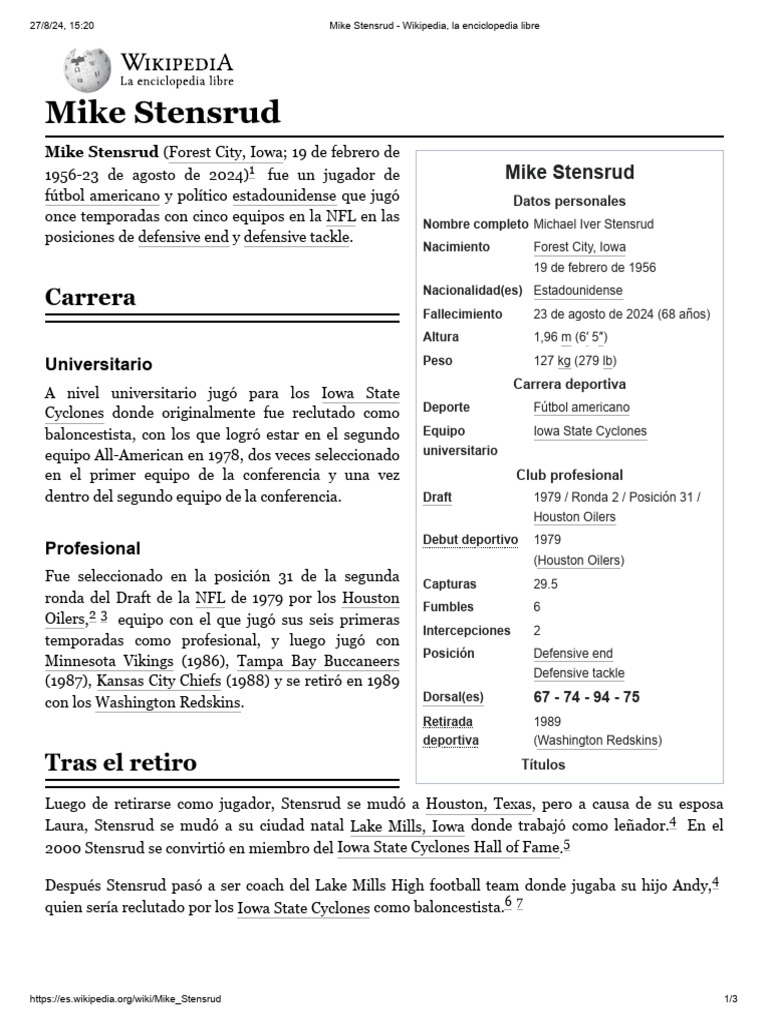 Mike Stensrud - Wikipedia, La Enciclopedia Libre | PDF