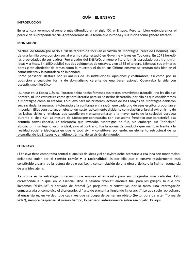 Iv° Lenguaje Guía El Ensayo | PDF