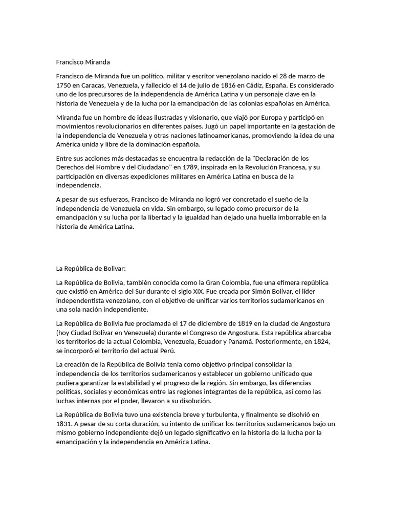 Francisco Miranda | PDF