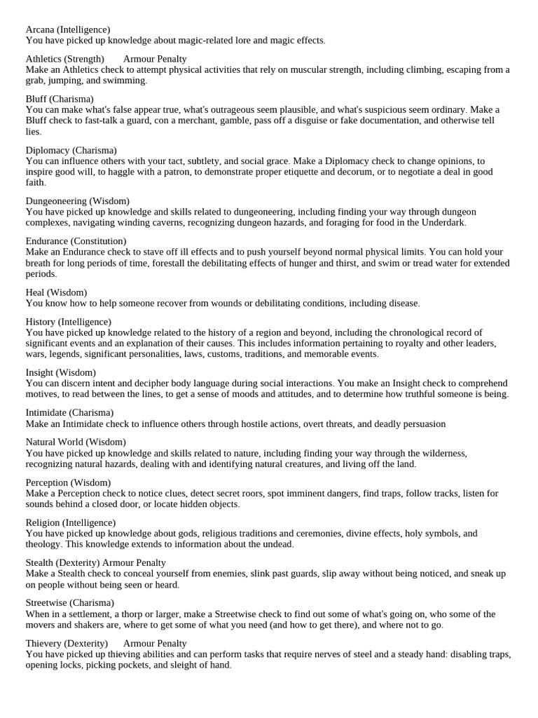 Adventure Skills and Checks Guide | PDF