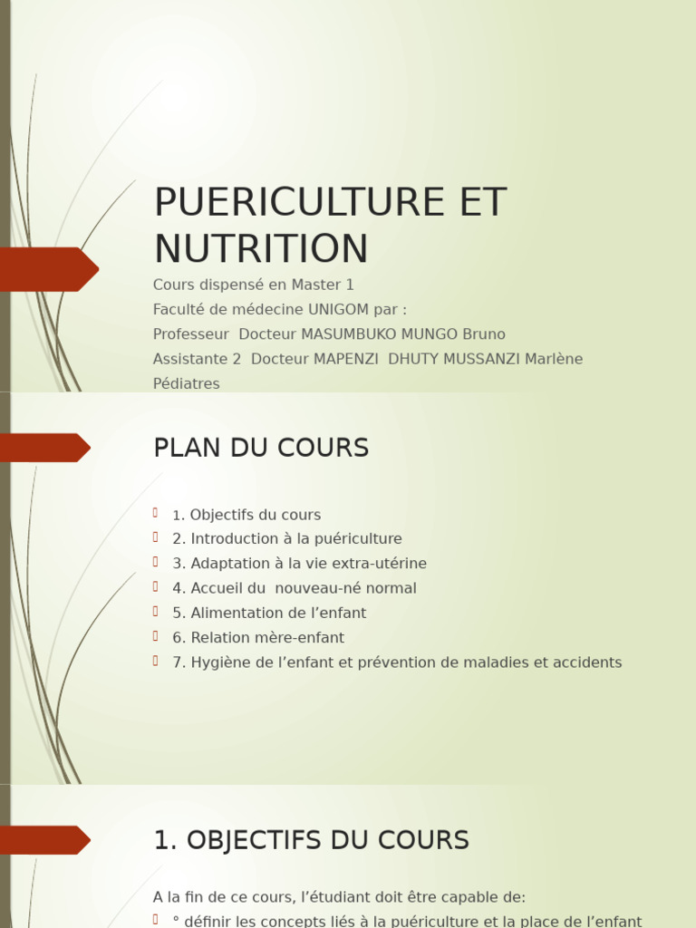 La Puericulture Cours (1) - Copie - 025453 | PDF