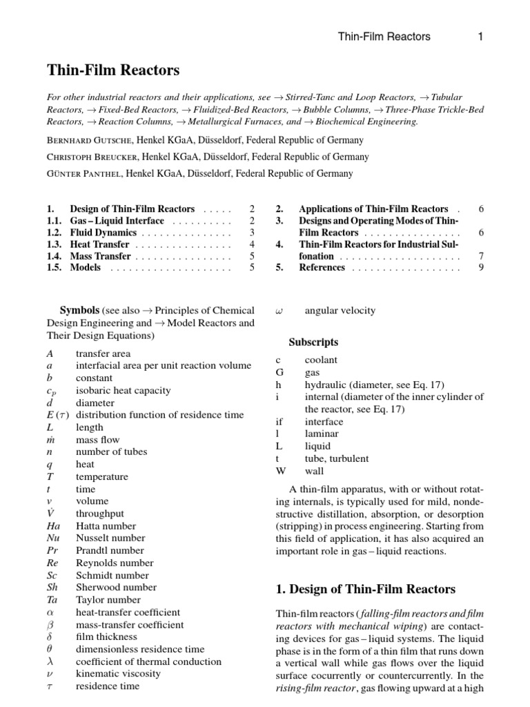 Thin Film Reactors | PDF | Chemical Reactor | Boundary Layer