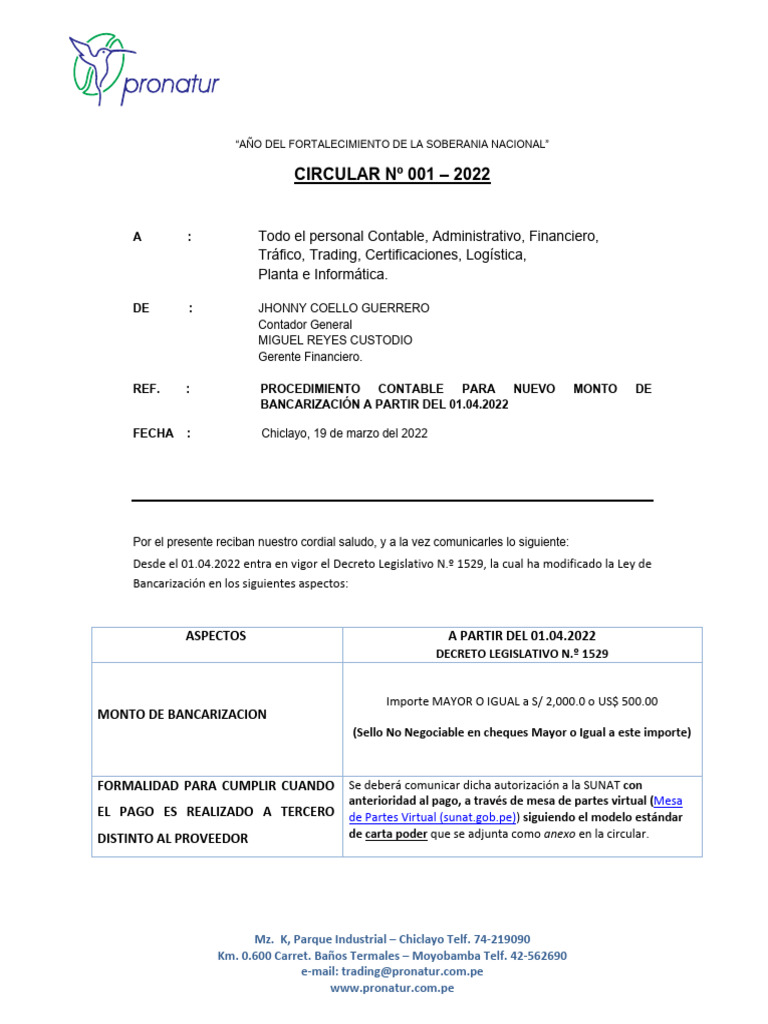 Circular 0001-2022 | PDF