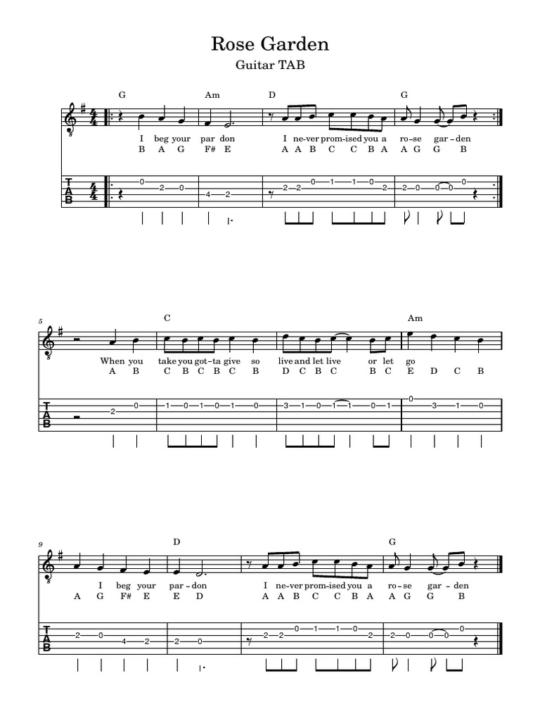 Rose Garden Guitar TAB | PDF