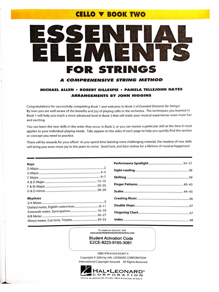 Essential Elements Cello II | PDF