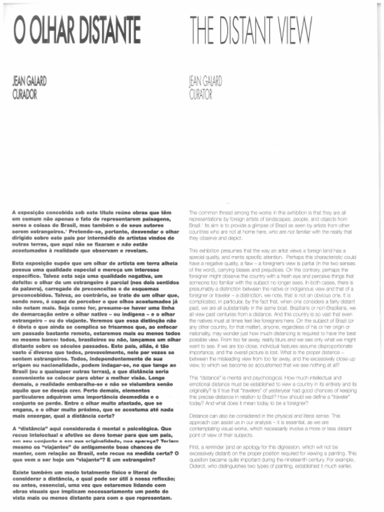 GALARD, Jean. o Olhar Distante. in Mostra Do Redescobrimento | PDF