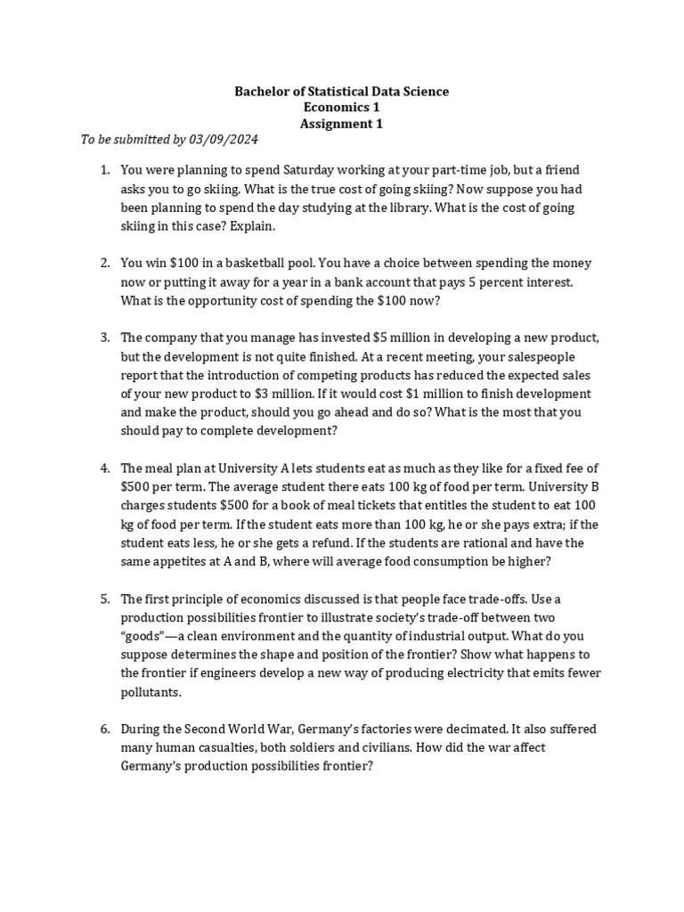 Microeconomics - Problem Set - 1 | PDF | Finance & Money Management
