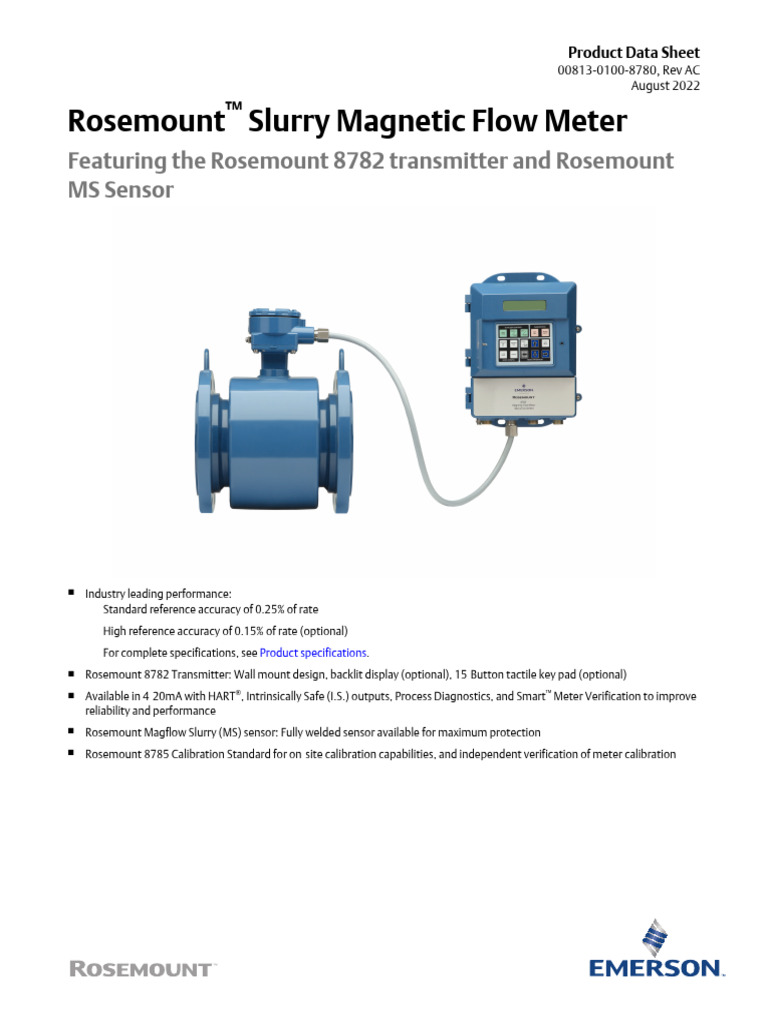 Product Data Sheet Rosemount Slurry Magnetic Flow Meter en 6160916 | PDF
