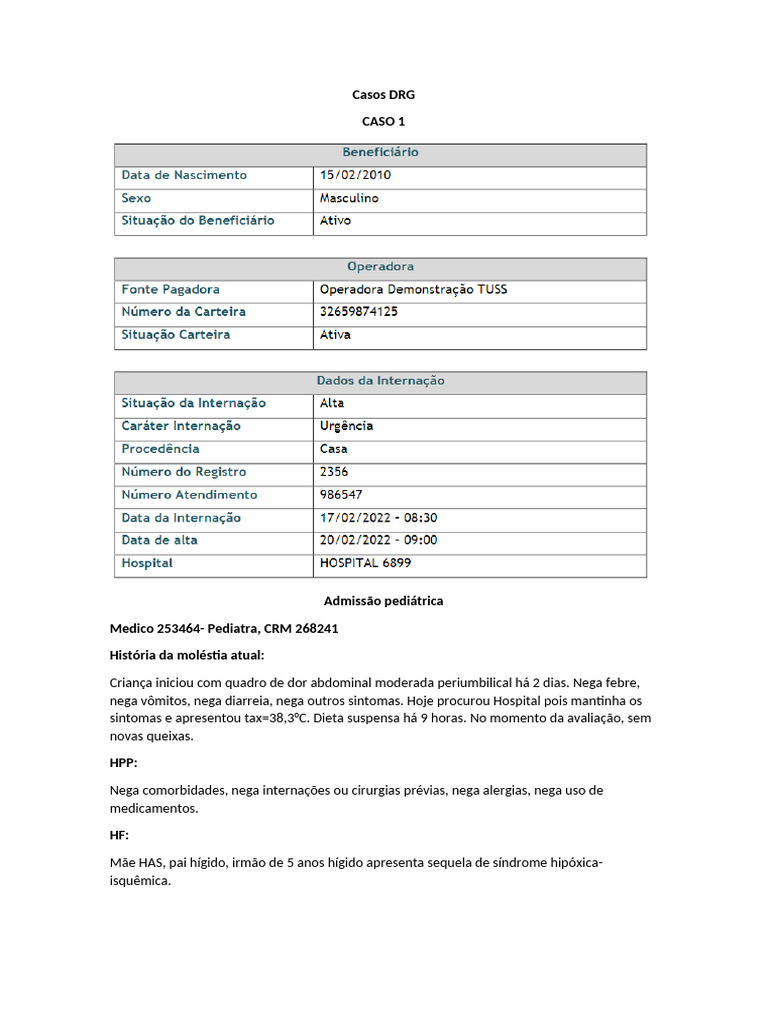 Casos DRG | PDF