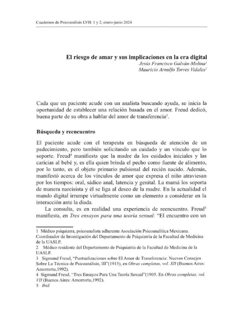 El Riesgo de Amar Cuadernos de Psicoanalisis | PDF | Psicoanálisis ...