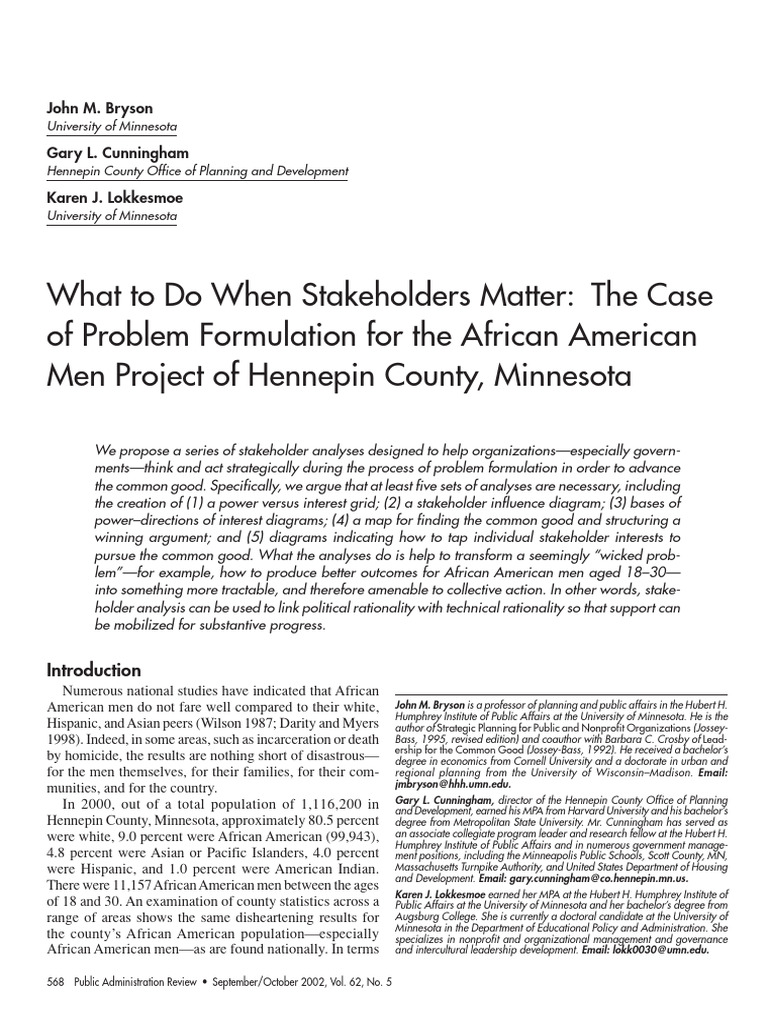 Bryson Et Al-Stakeholders Matter | PDF