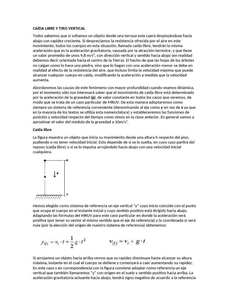Caída Libre y Tiro Vertical | PDF
