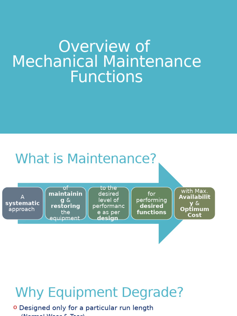 Mechanical Maintenance Functions Overview | PDF | Pump | Piston
