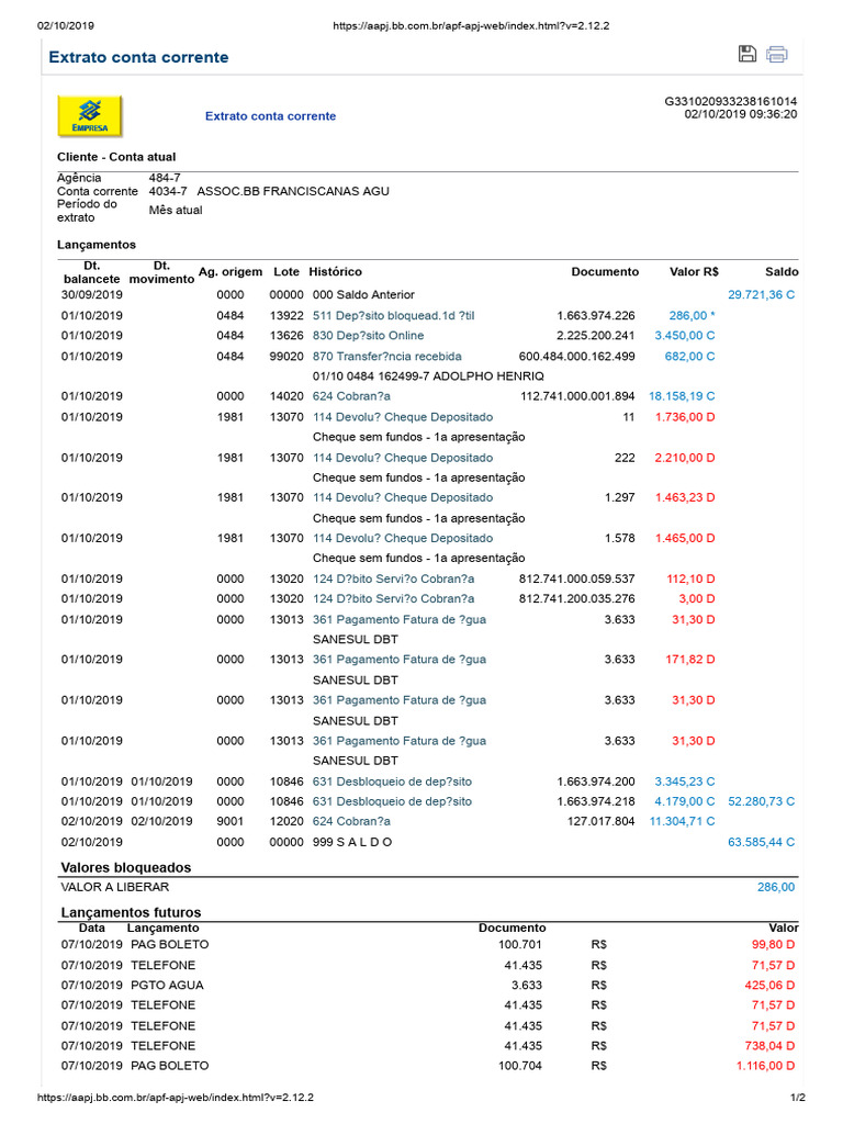 Extrato Conta Corrente | PDF