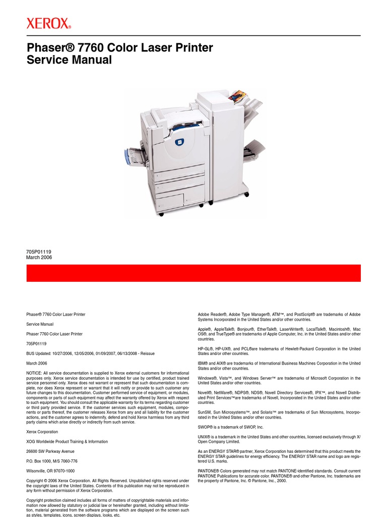 Phaser 7760 Service Manual | PDF | Electrostatic Discharge | Printer ...
