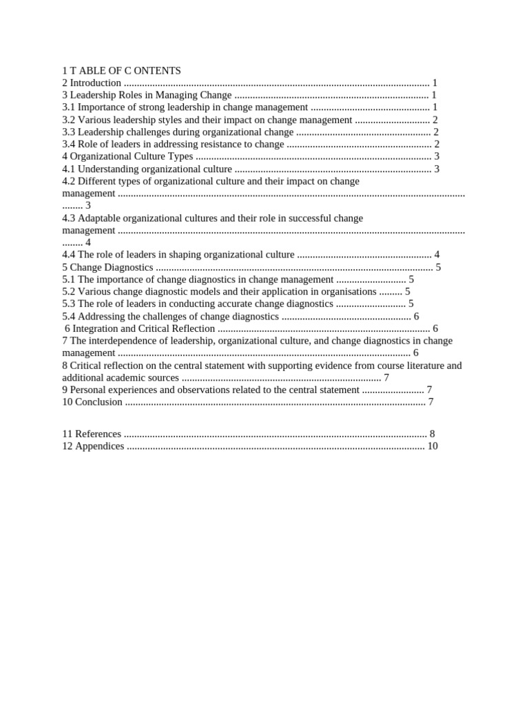 Change Managment - Essay Paper | PDF