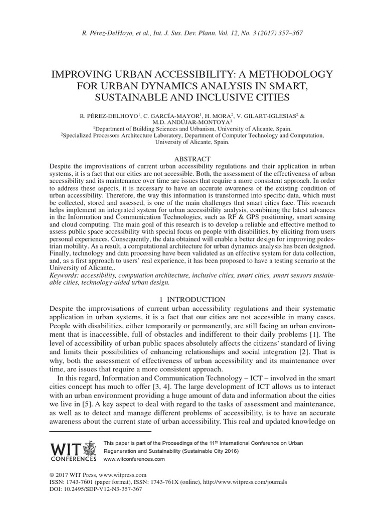 Improving Urban Accessibility A Methodology For Urban Dynamics Analysis ...