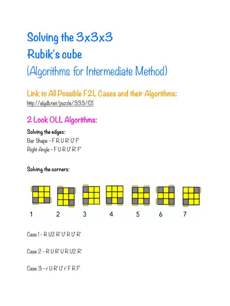 Intermediate Ways of Solving The Cube | PDF