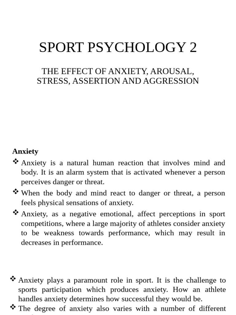 Anxiety and Arousal in Non-Competitive Sports | PDF | Anxiety | Self ...
