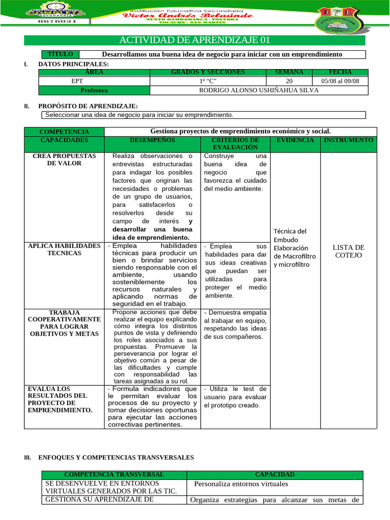 Sesion 01 Unidad 5 Ept | PDF