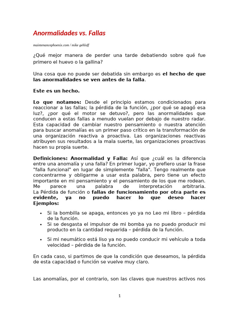 Anormalidades Vs - Fallas | PDF