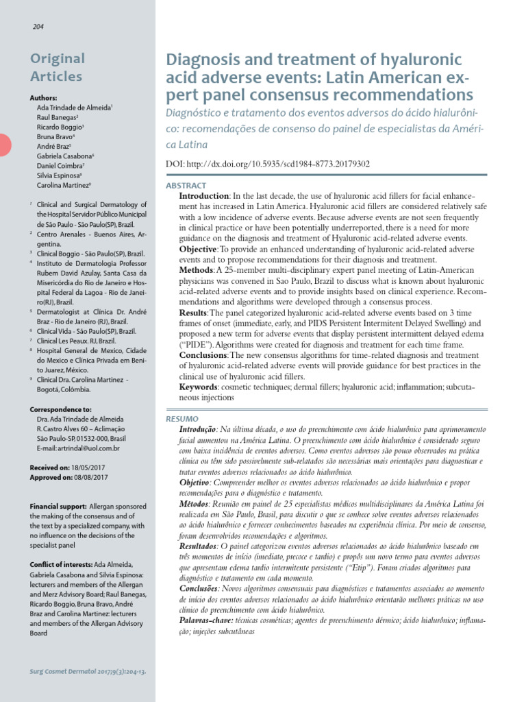 Diagnosis and Treatment of Hyaluronic Acid Adverse Events: Latin American Ex-Pert Panel ...