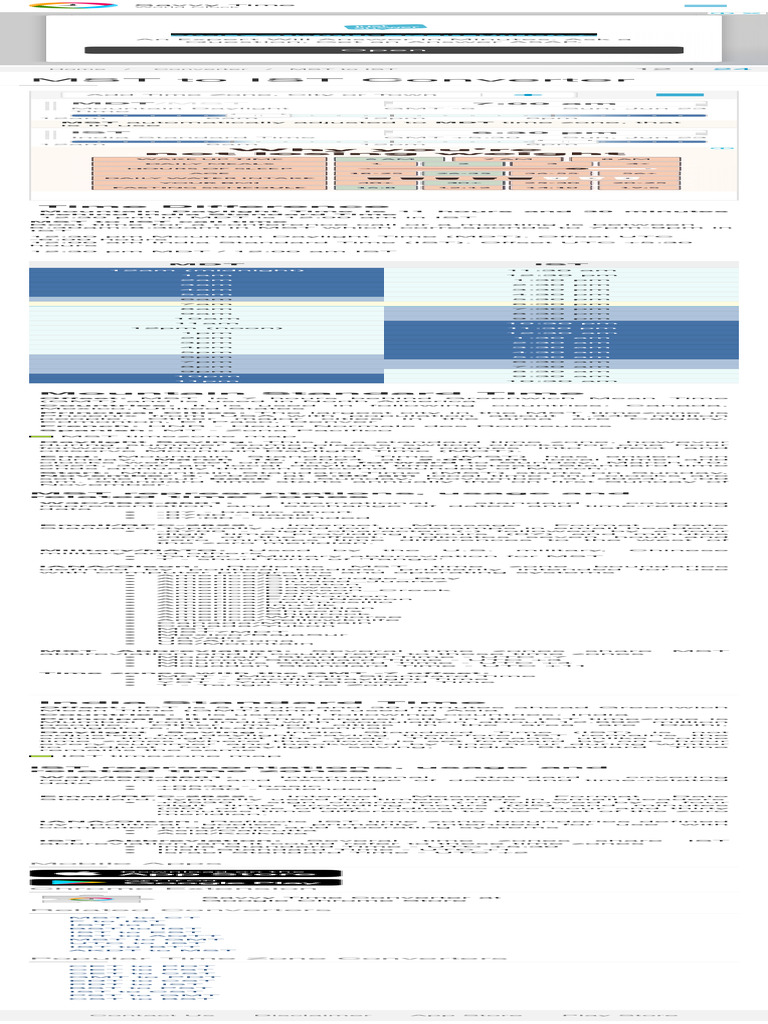 MST To IST Converter - Savvy Time | PDF