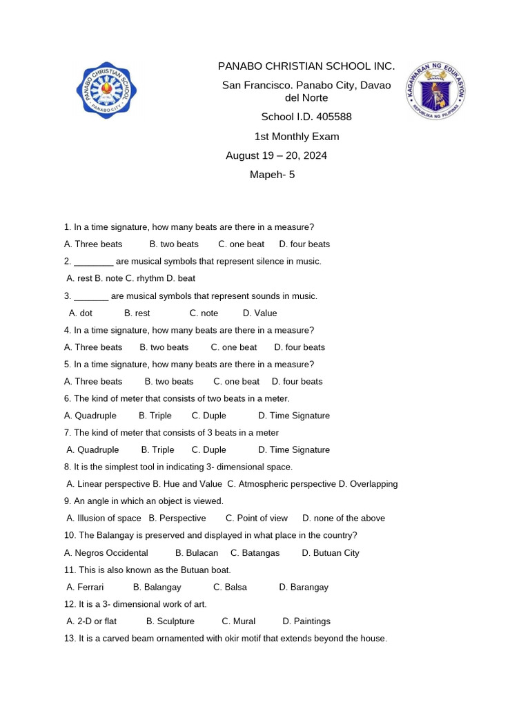 Grade 5 Mapeh Exam | PDF