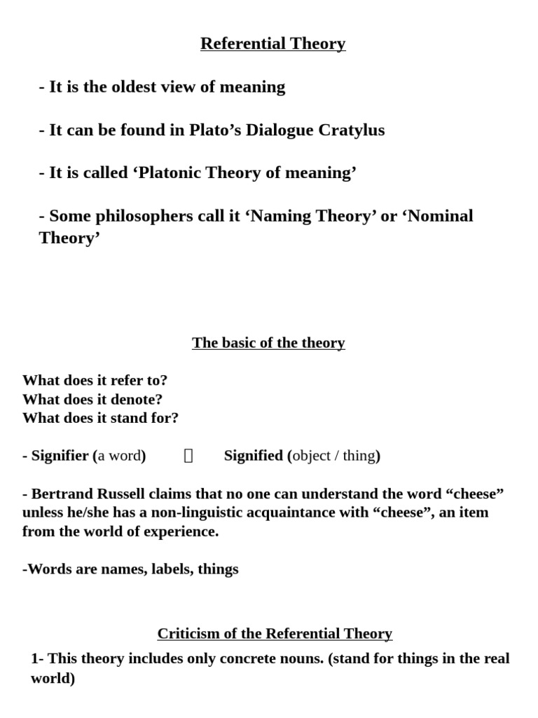 Referential Theory | PDF