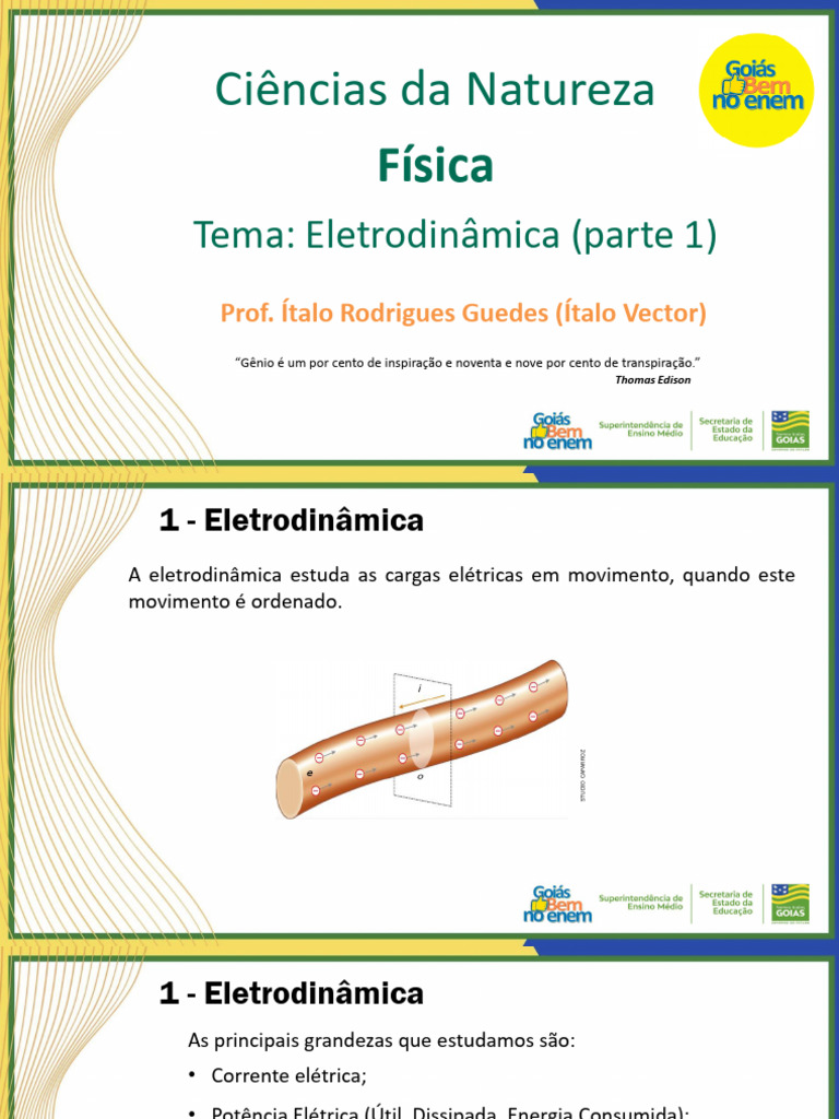 Aula 01 Eletrodinamica Corrente Eletrica | PDF
