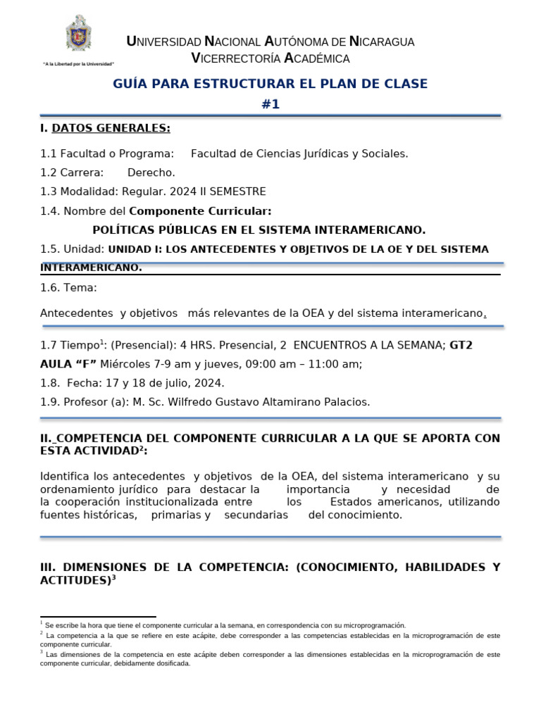Plan Clase 1 | PDF
