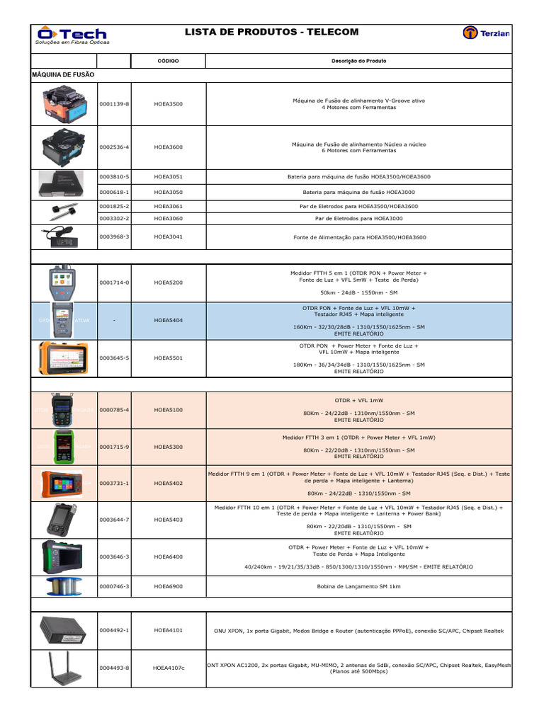 LISTA TELECOM O-TECH | PDF