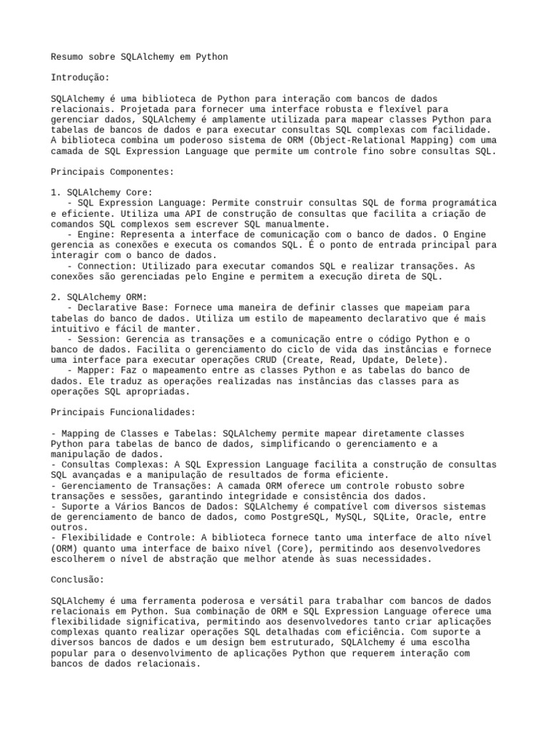 Sqlalchemy Resumo | PDF